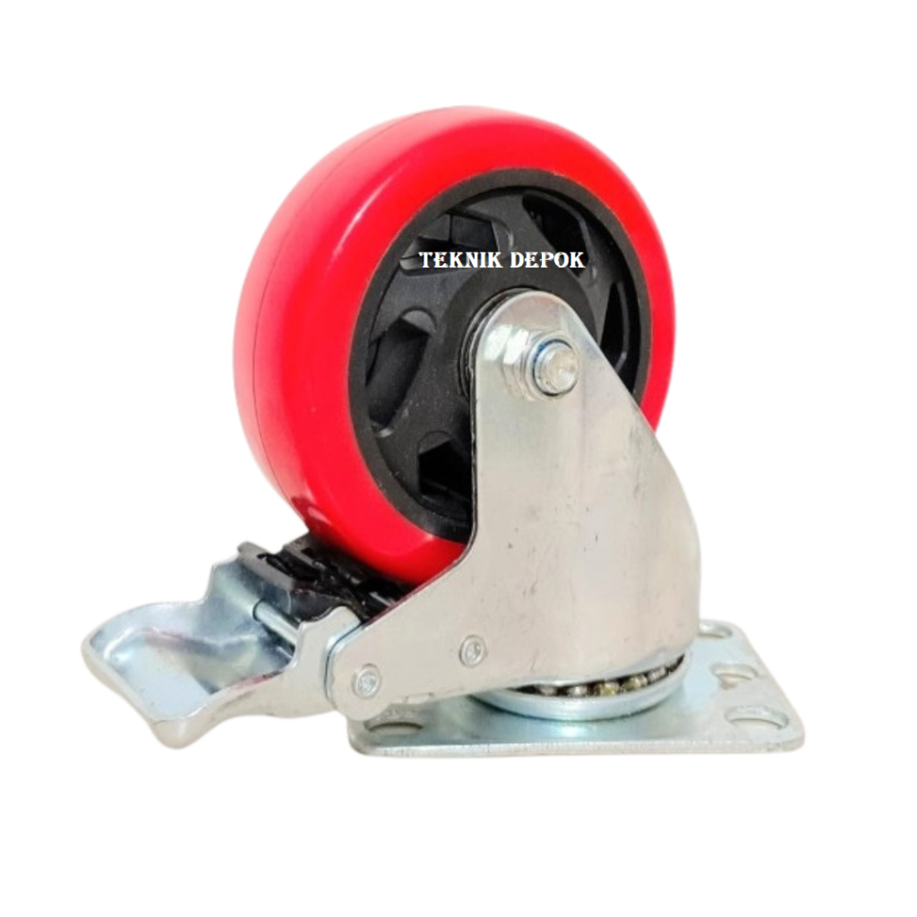 Jual Roda PU 6 Inch Rem Hidup Pelek PVC Wheel Troly Polyurethane Heavy ...