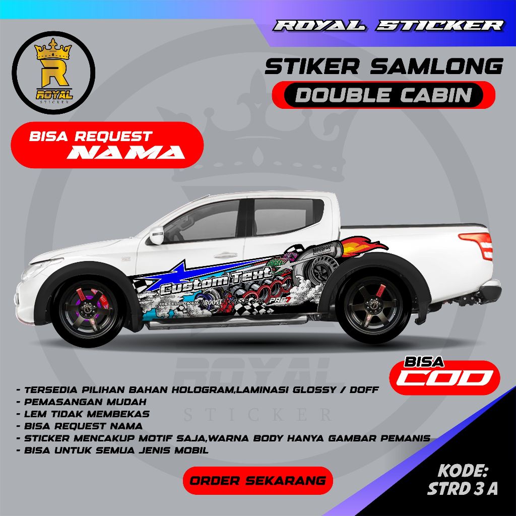 Jual STRD 3-STIKER DECAL VARIASI MOBIL HILUX DOBLE CABIN SIAP PAKAI ...