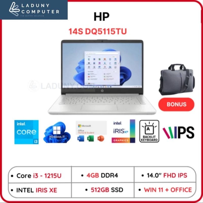 Jual Laptop HP 14s-dq5115TU i3/4GB/512GB/w11 | Shopee Indonesia