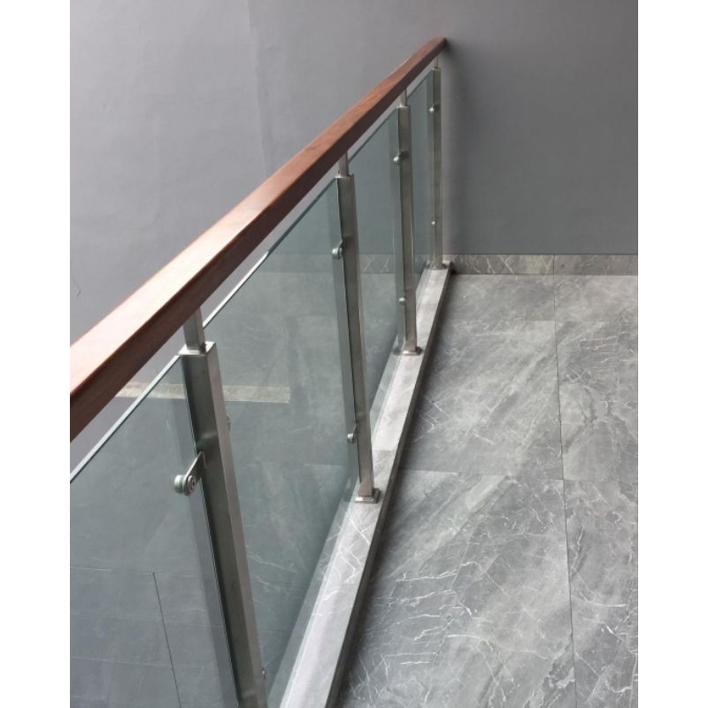 Jual Railing tangga kaca stainless pegangan kayu berkualitas ...
