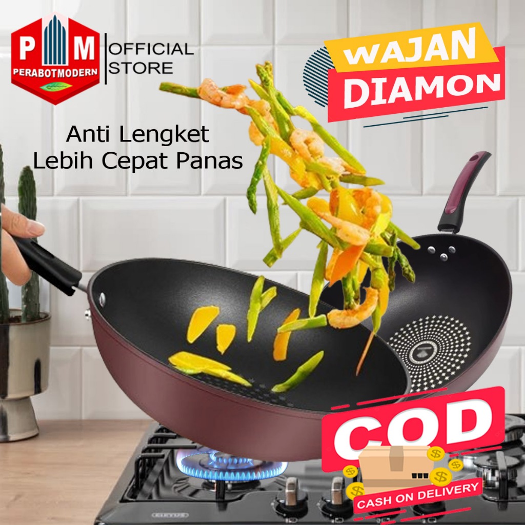 Jual Diamond Wok Pan Wajan Penggorengan Anti Lengket Batu Medis ...