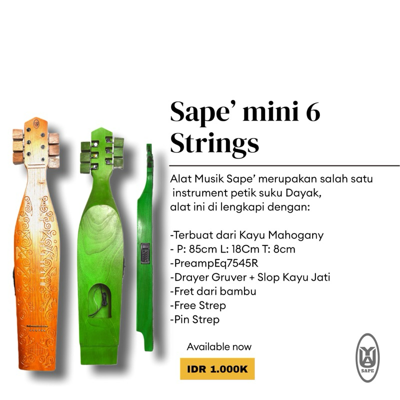 Jual Sape mini 6 senar alat musik tradisional suku Dayak | Shopee Indonesia