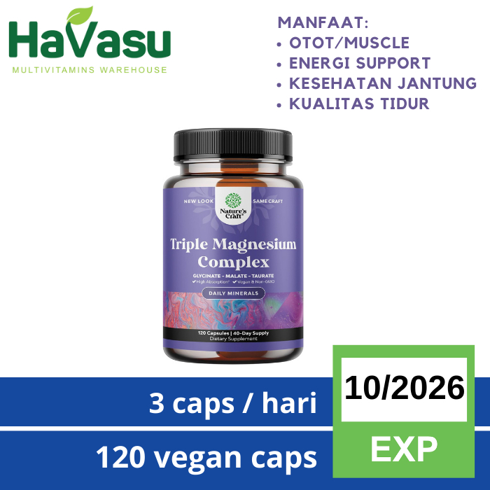 Jual Natures Nature's Craft Triple Magnesium Complex 400mg Glycinate ...