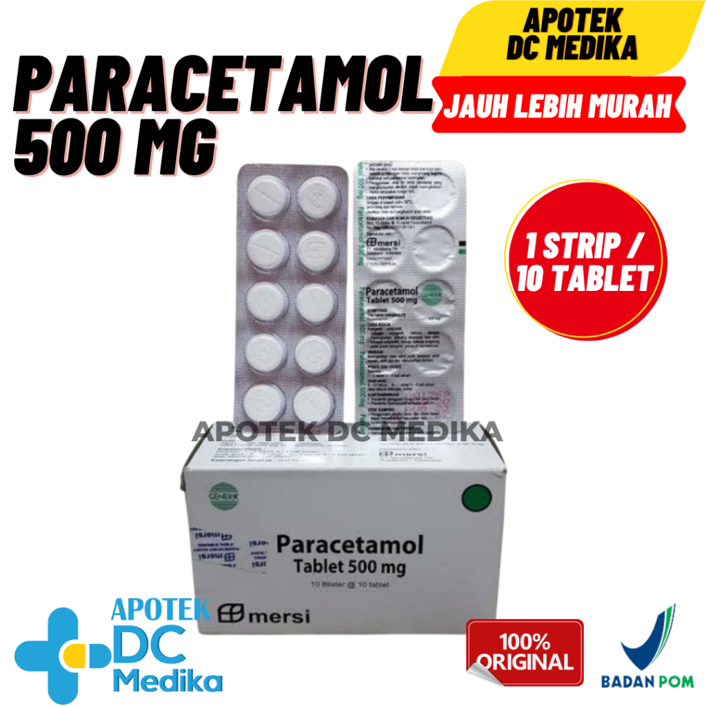 Jual PARACETAMOL 500MG / PARASETAMOL / STRIP / 10 TABLET | Shopee Indonesia