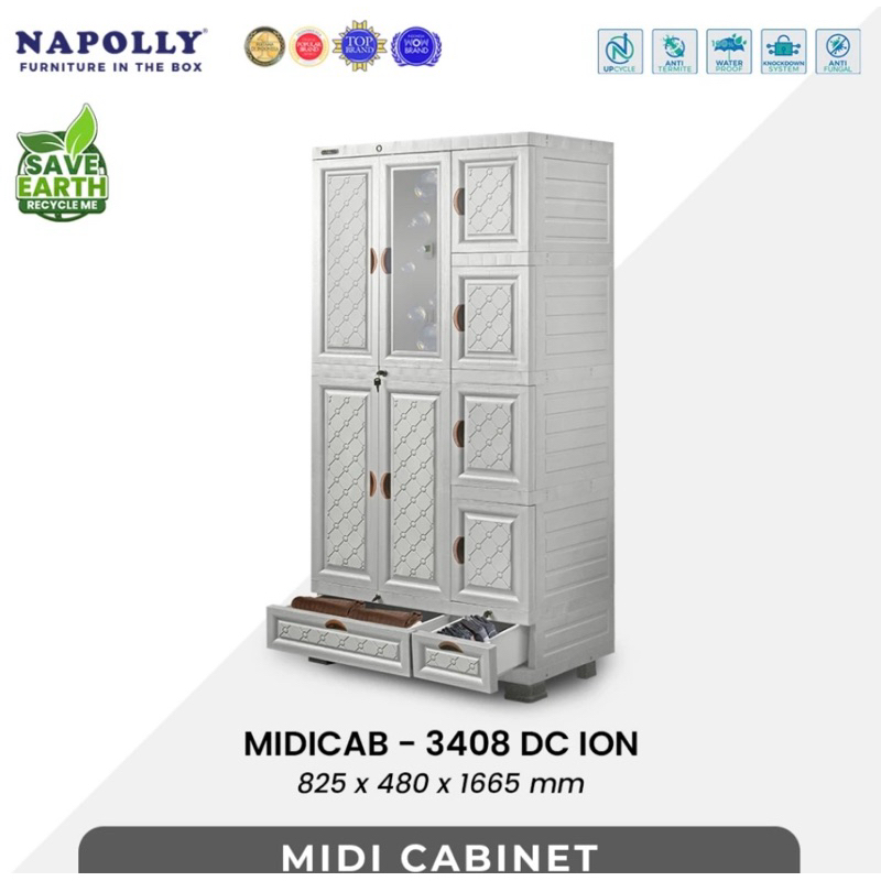 Jual (GCC) LEMARI PLASTIK NAPOLLY MIDICAB - 3408 DC ION LEMARI PAKAIAN ...