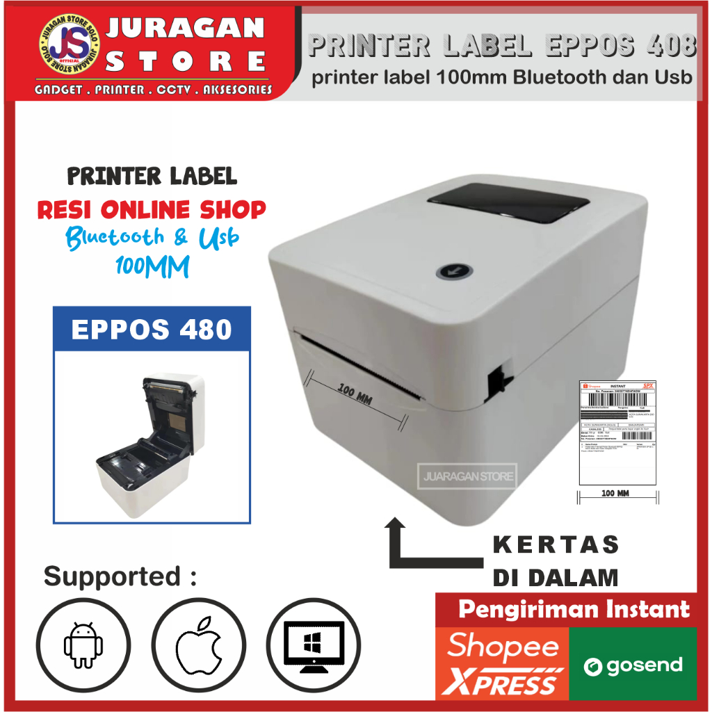 Jual Printer Barcode Thermal RESI EPPOS EP-480B BLACK / WHITE support ...