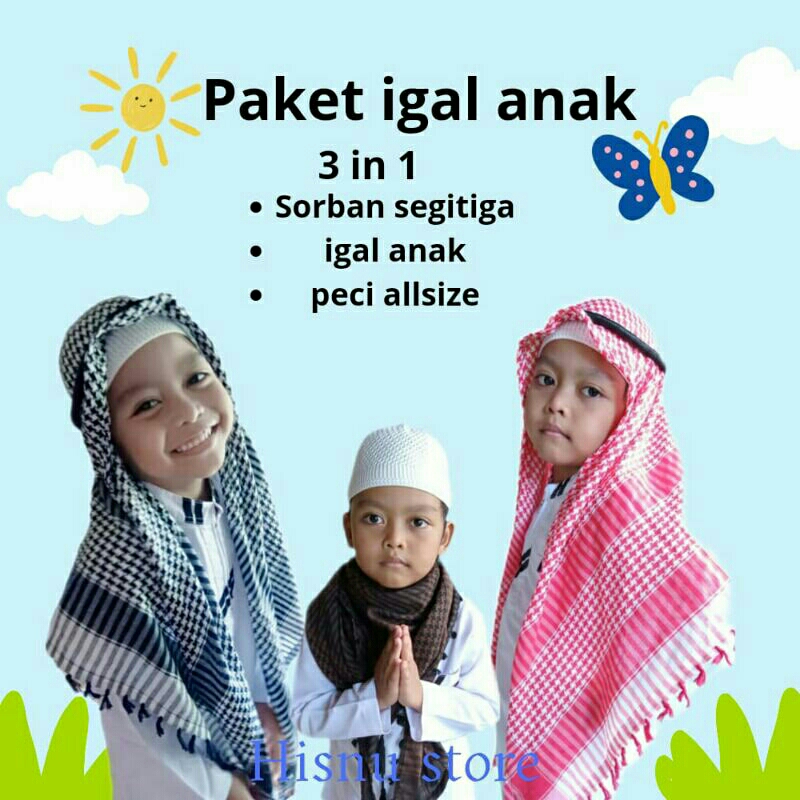 Jual paket sorban anak/paket igal anak laki-laki untuk PAUD-TK-SD/USIA ...