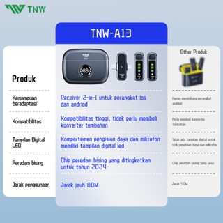 Jual TNW A13 Wireless Microphone 2-In-1 Clip On Mic Wireless Dual ...