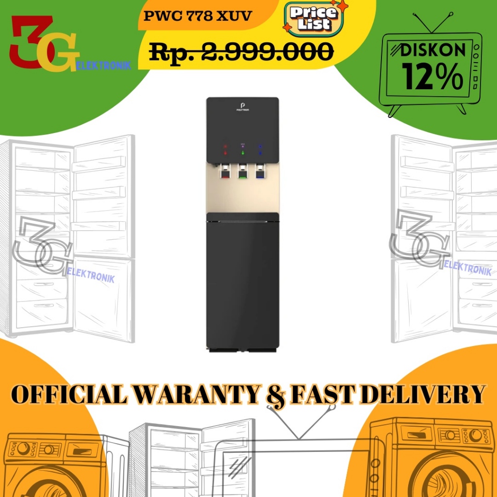 Jual POLYTRON WATER DISPENSER GALON BAWAH HITAM PWC 778 XUV | Shopee ...