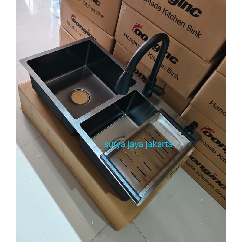Jual Paket komplit kitchen sink 8245 hitam / Paket kitchen sink 82 x 45 ...