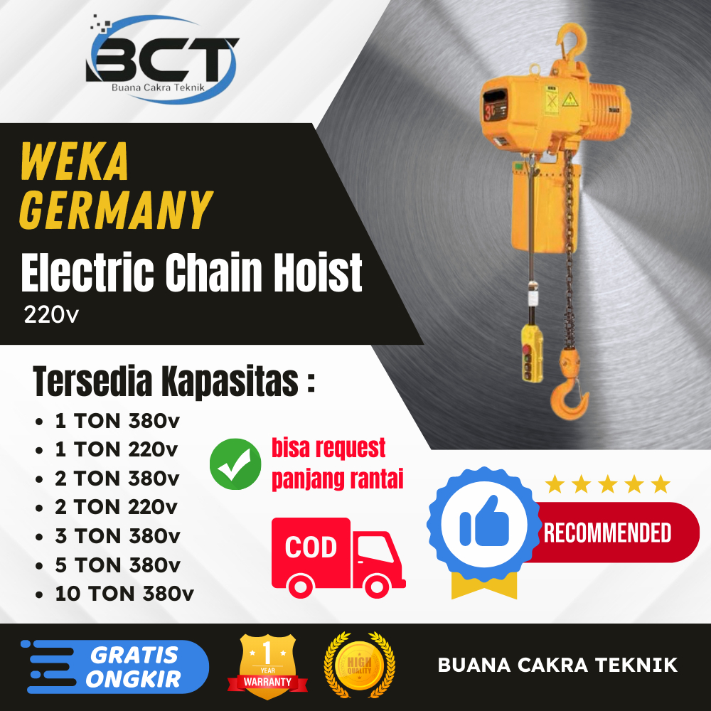 Jual Electric Chain Hoist 1 Phase (220v) 6 Meter - merk Weka Germany ...