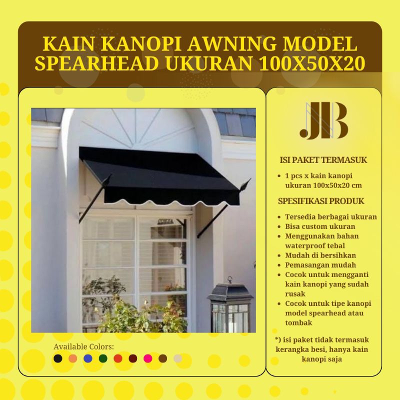 Jual NJB ONLINE STORE - KAIN KANOPI / AWNING MODEL SPEARHEAD UKURAN 100x50x20 WATERPROOF ...