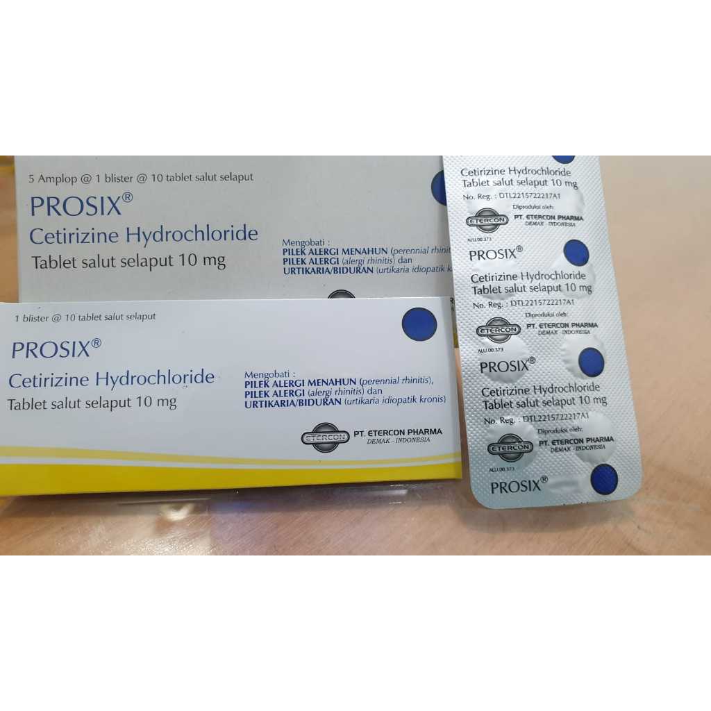 Jual Prosix tablet / Cetirizine Hydrochloride 10mg (1 strip isi 10 tablet) | Shopee Indonesia