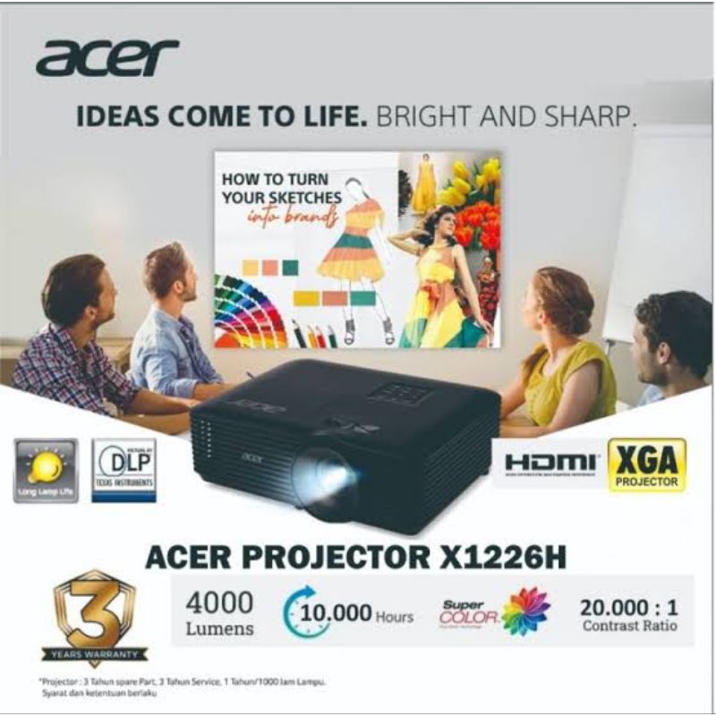 Jual proyektor Acer X1226 4000 Lumens projector acer 4000 Lumens ...