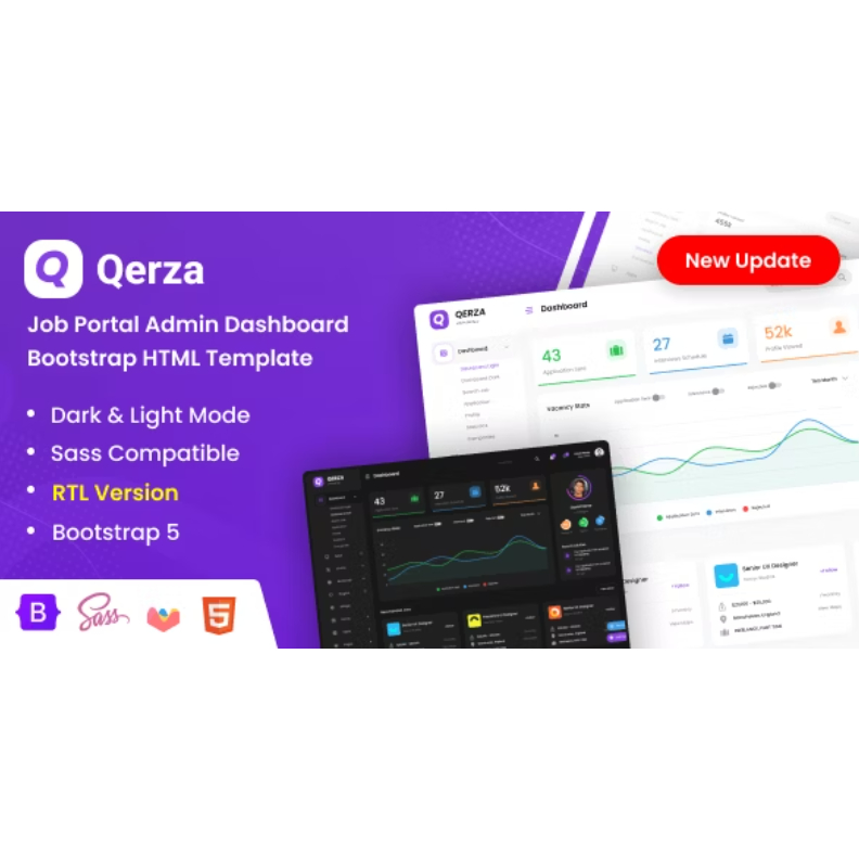 Jual Qerza v2.1 - Job Portal Admin Dashboard Bootstrap HTML Template | Shopee Indonesia