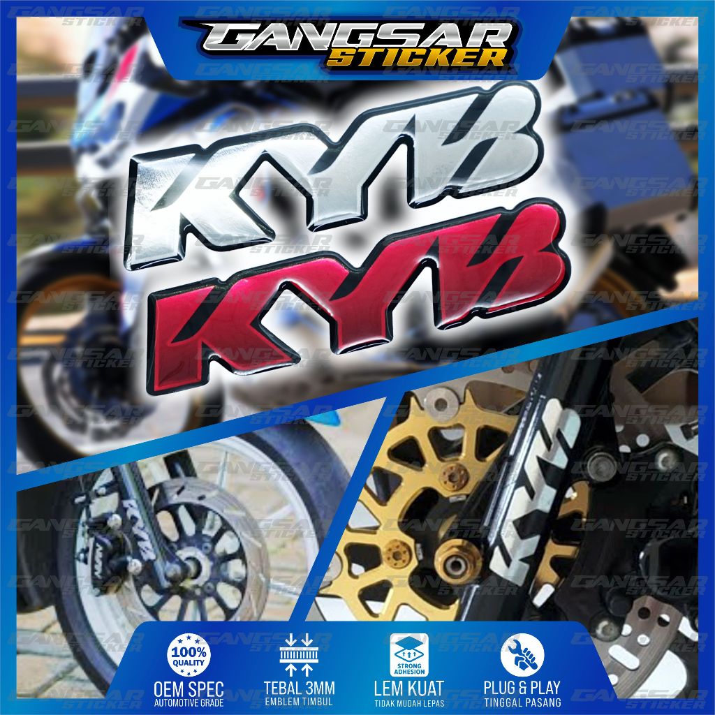 Jual emblem timbul Kyb shock depan / emblem kyb suspension / sticker ...
