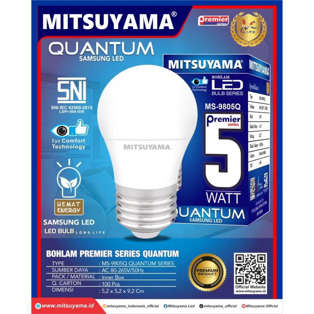 Jual Bohlam LED Premier Mitsuyama Bulb Series Quantum 5-23Watt | Shopee ...