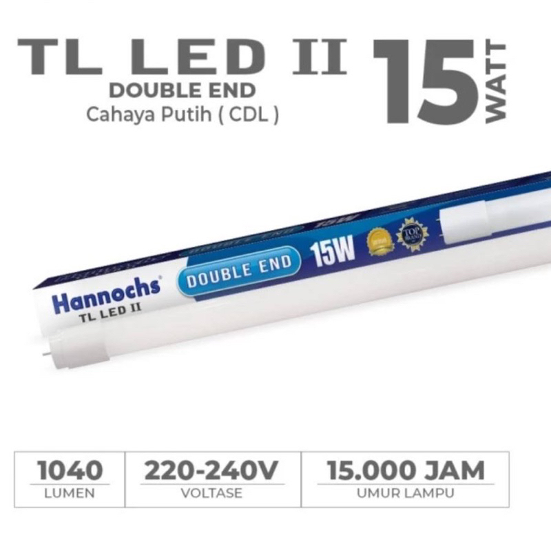 Jual Paket Lampu TL (T8) Hannochs Double End 15 Watt + Kap TL (60cm ...