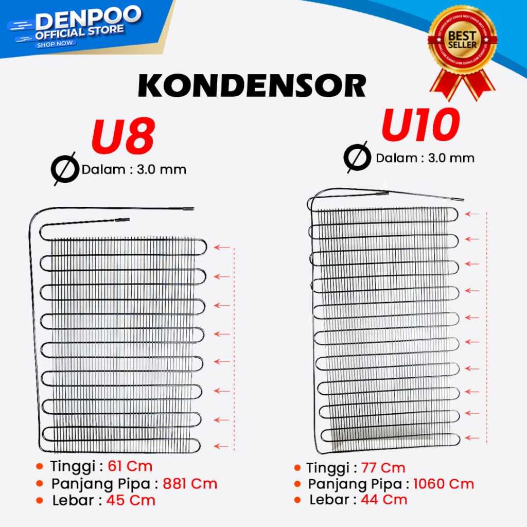 Jual DENPOO KONDENSOR KULKAS - CONDENSOR 8U - 10U | Shopee Indonesia