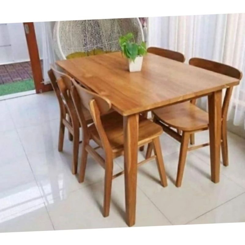 Jual Meja makan ropan kursi 4 kayu jati | Shopee Indonesia