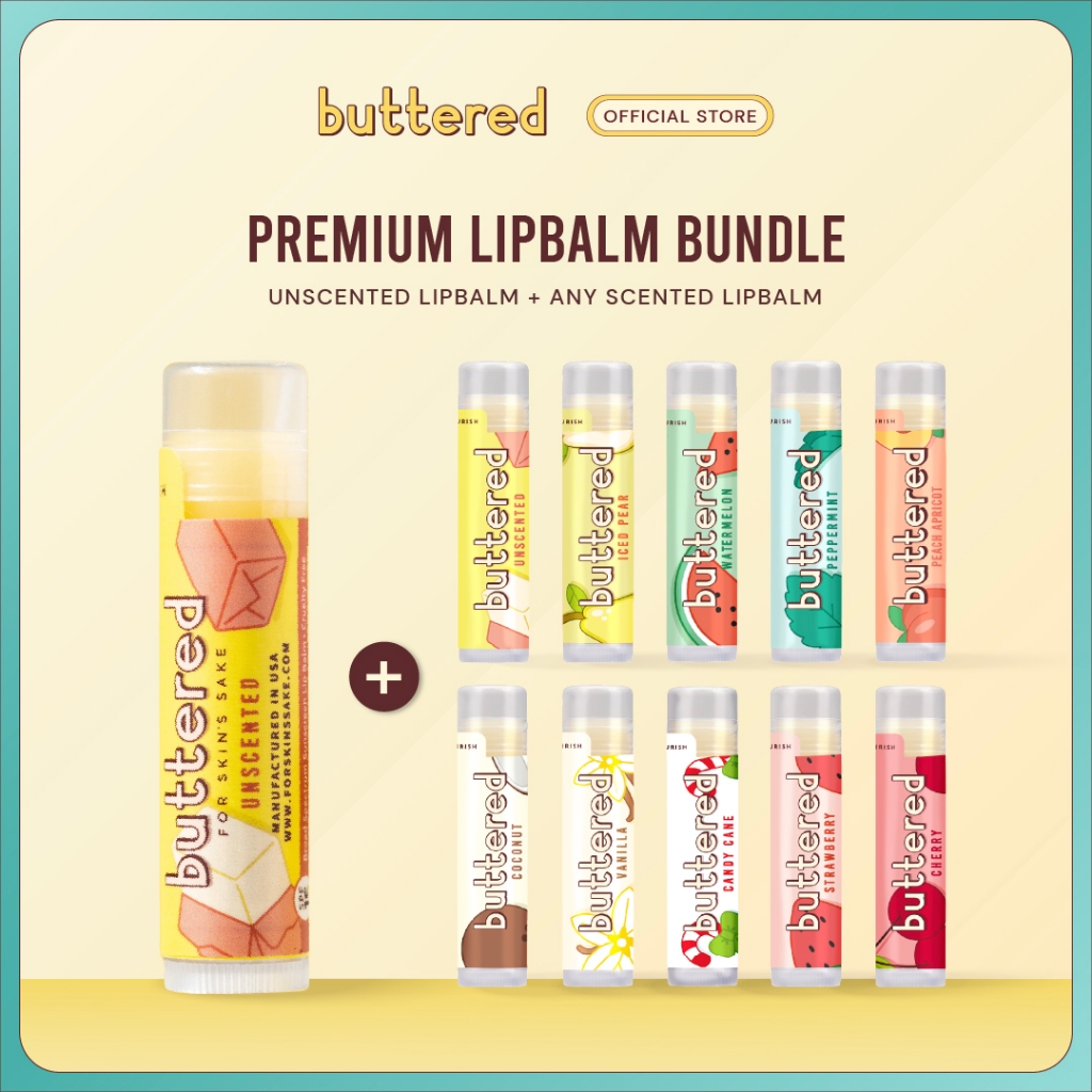 Jual Buttered Bundle 2 in 1 Unscented Lip Balm (Original) + Scented Lip ...