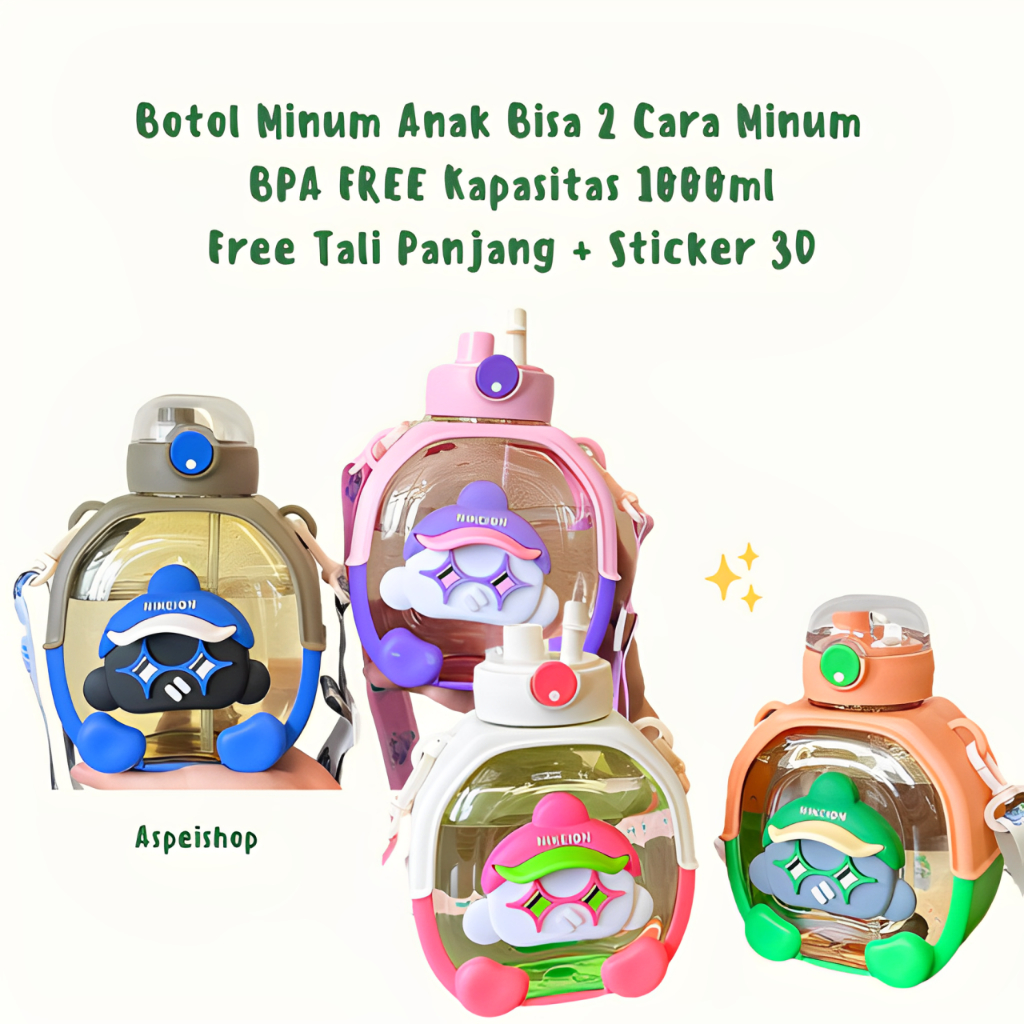 Jual Ax 491 Aspei BOTOL MINUM ANAK KARAKTER EMOJI 1000ML DAPAT TALI ...