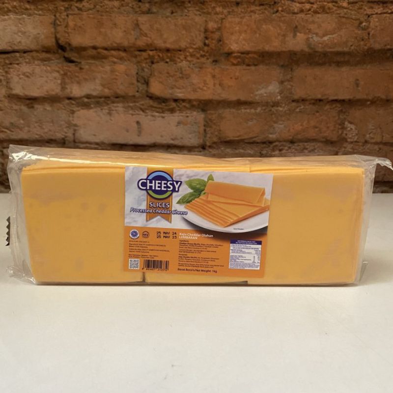 Jual keju cheesy slice cheddar cheese red 1kg isi 84 slice | Shopee ...