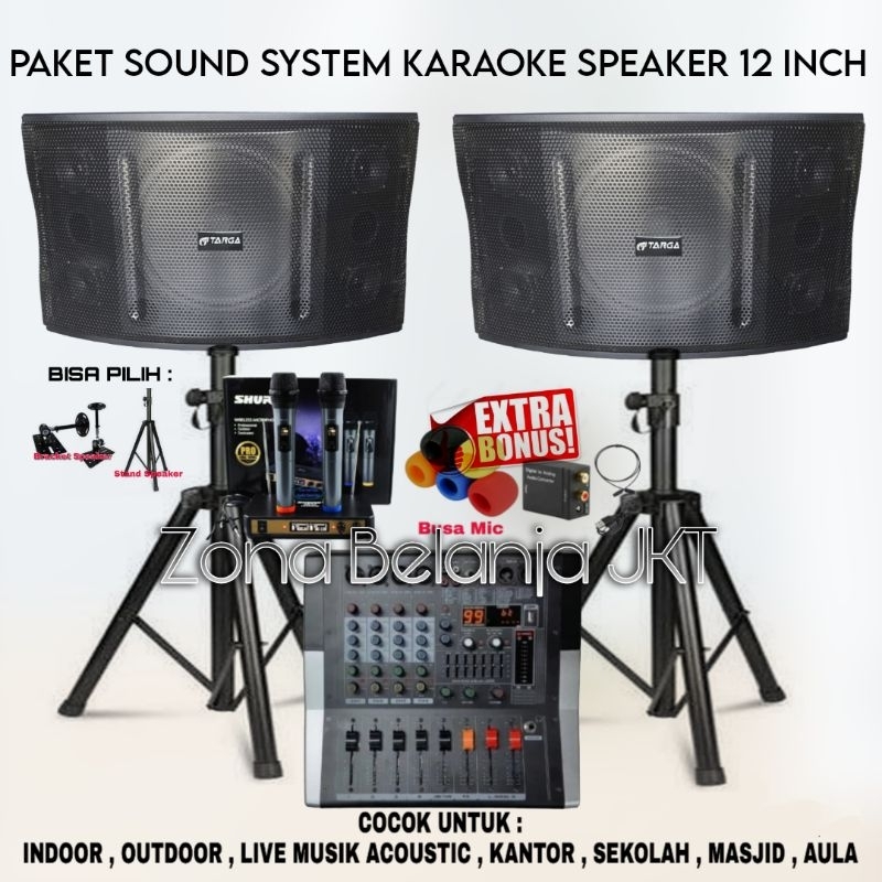 Jual PAKET SOUND SYSTEM INDOOR OUTDOOR SPEAKER TARGA 12 INCH MIXER ...