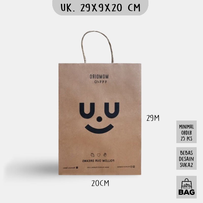 Jual (+SABLON) Paper Bag Jumbo Uk. 29x9x20 CM / Paper Bag Kado Packing ...
