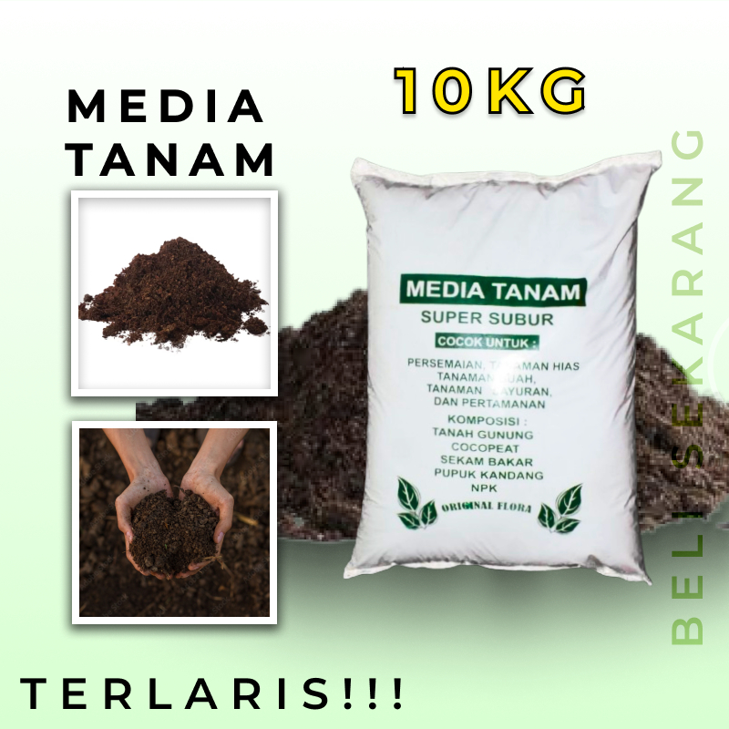Jual TANAH MEDIA TANAM ORGANIK 10 KG / PUPUK ORGANIK / MEDIA TANAM SIAP ...