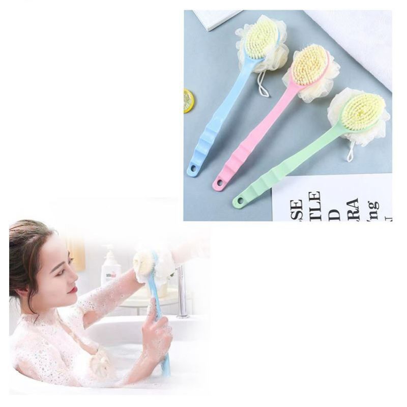 Jual Sikat mandi bath brush back rubbing with shower puff | Shopee ...