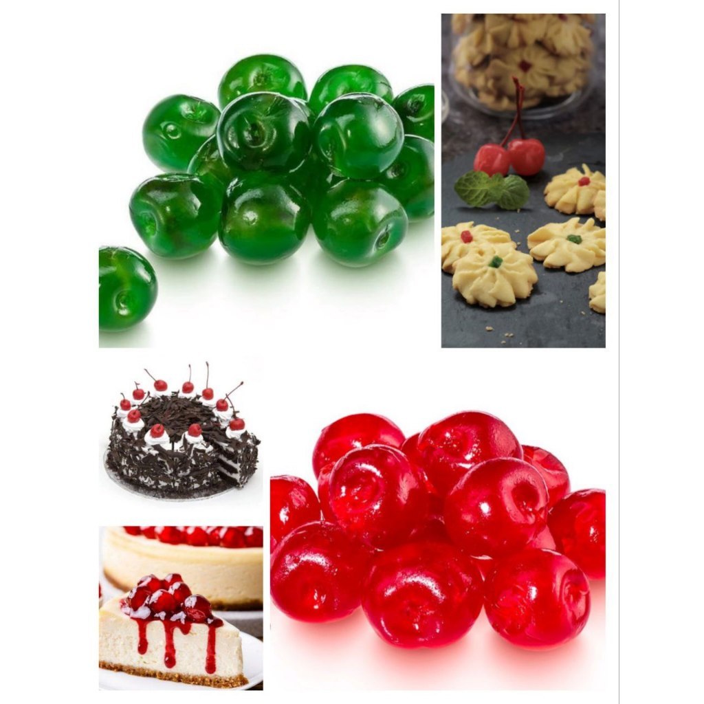 Jual Buah cherry ceri kering merah hijau topping kue 100gr | Shopee ...