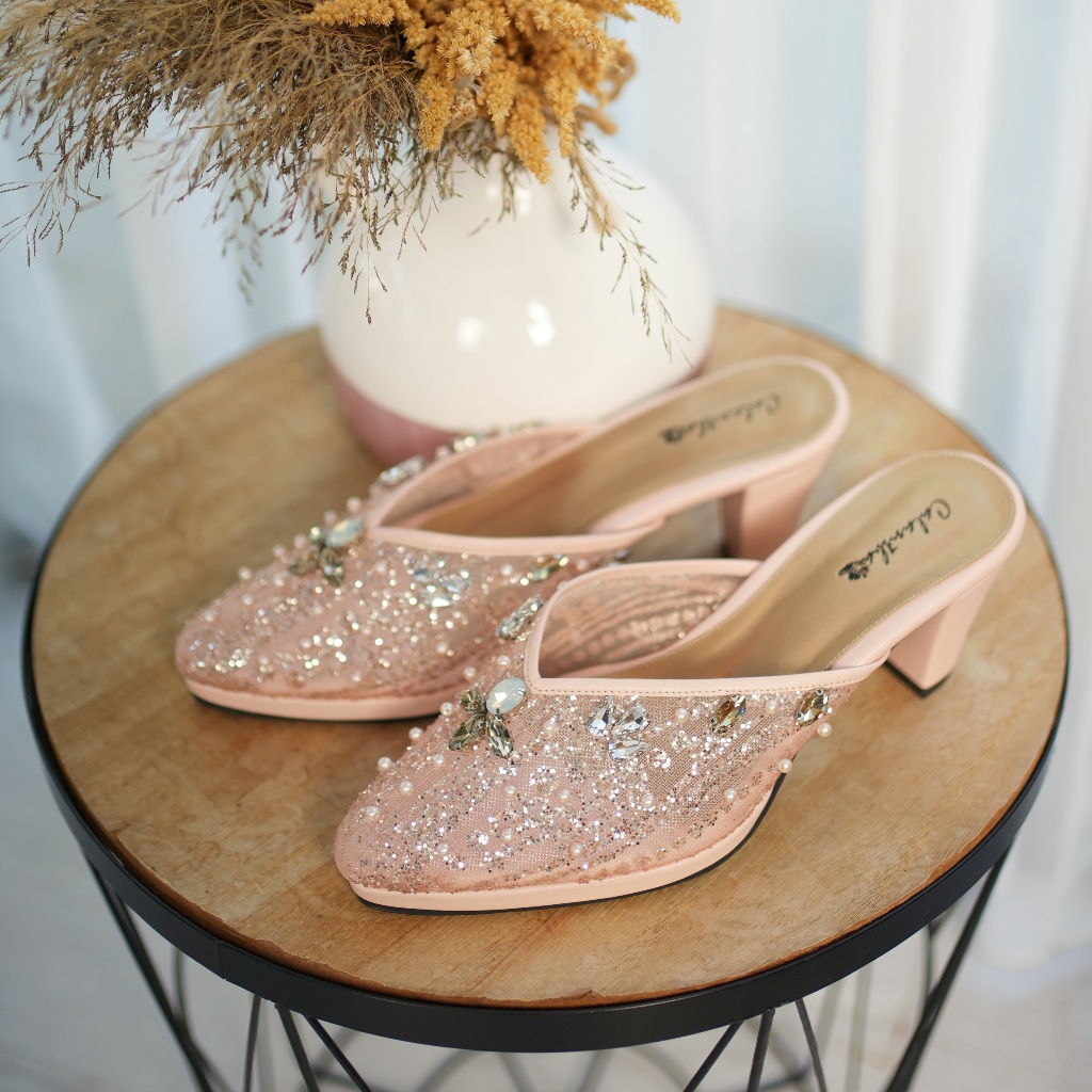 Jual Deu_Calantha Sepatu Pesta Wanita Wedding Shoes Selop Payet Natasha ...