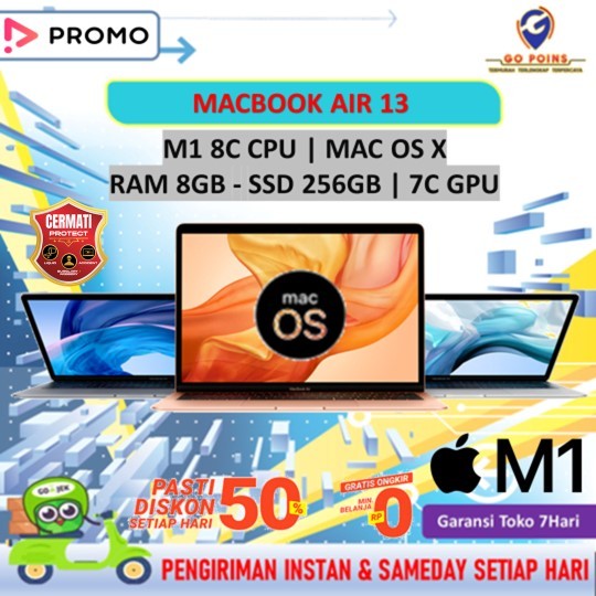 Jual MACBOOK AIR 13 CPU M1 8C RAM 8GB SSD 256GB GPU 7C OS X | Shopee Indonesia