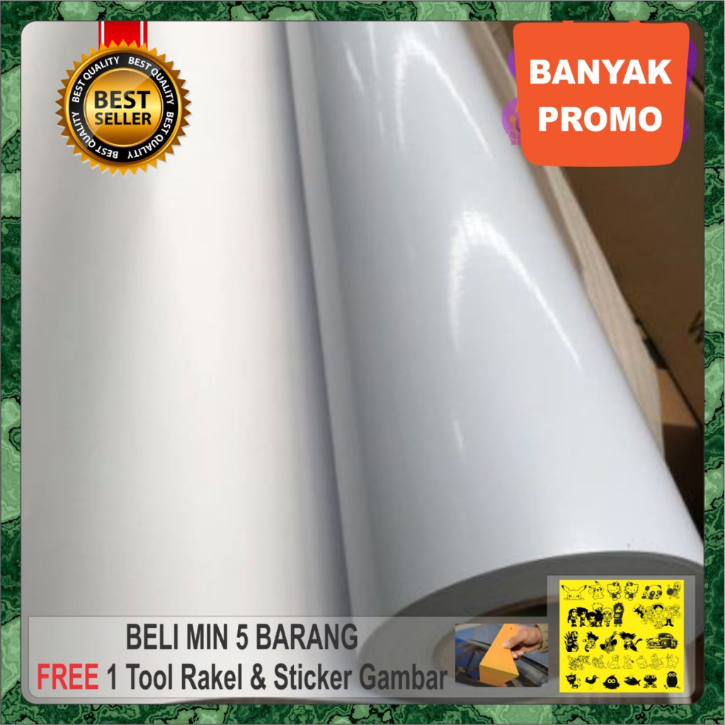 Jual stiker putih glossy/skotlet putih glossy/stiker motor mobil putih glossy/stiker putih ...