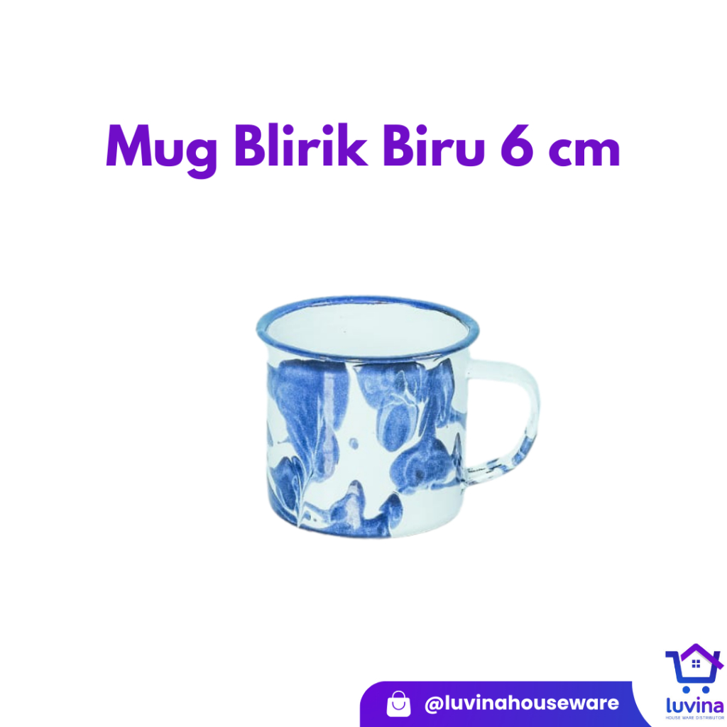 Jual MUG ENAMEL BLIRIK BIRU 6 / GELAS MINUM MOTIF JADUL 6 CM / MUG MINI ...