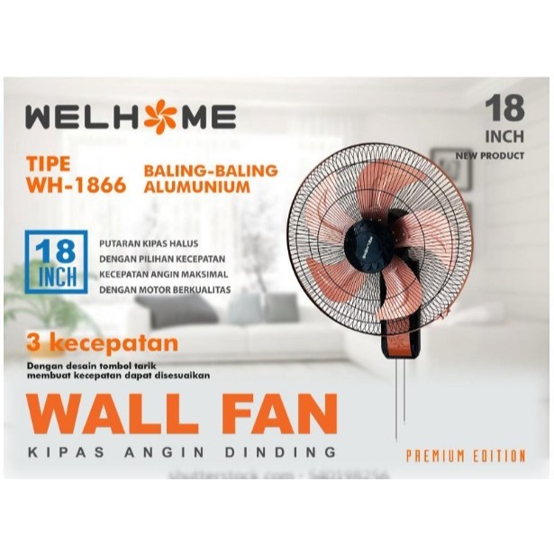 Jual Welhome Kipas Angin Dinding 18" / Wall Fan 18 Inch WH-1866 ...