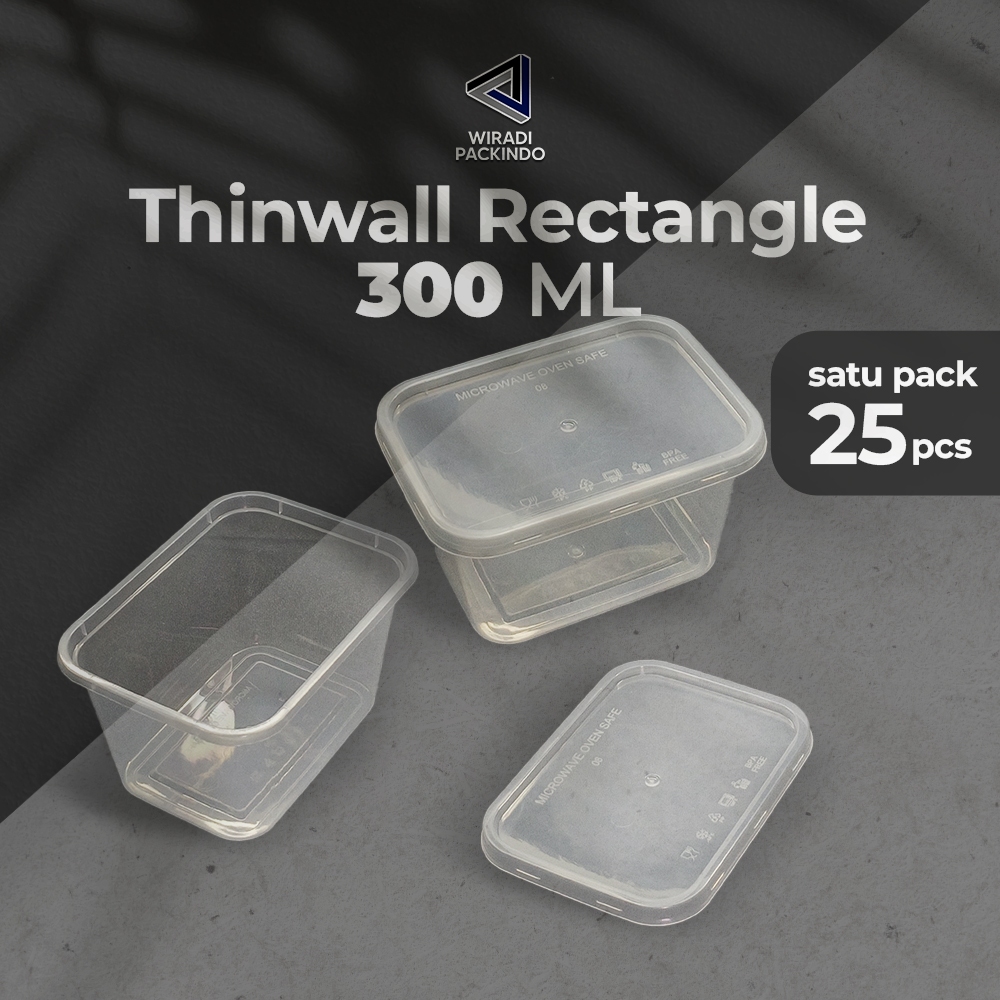 Jual Thinwall Rectangle 300 ml - Persegi Panjang - Kotak Makan Plastik | Shopee Indonesia