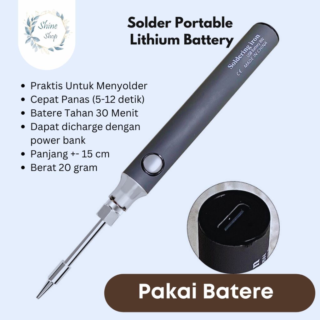 Jual Solder Lithium Battery Portable Grid Iron USB Rechargeable 8W ...