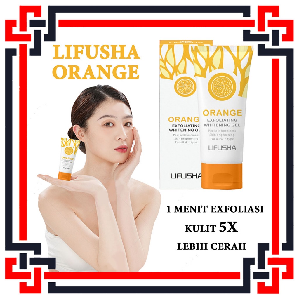 Jual LS LIFUSHA Orange Exfoliating Whitening Gel Facial Body Scrub 50g ...