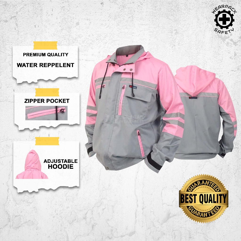 Jual Wearpack Jaket Waterproof Warna Pink Kombinasi Abu | Shopee Indonesia