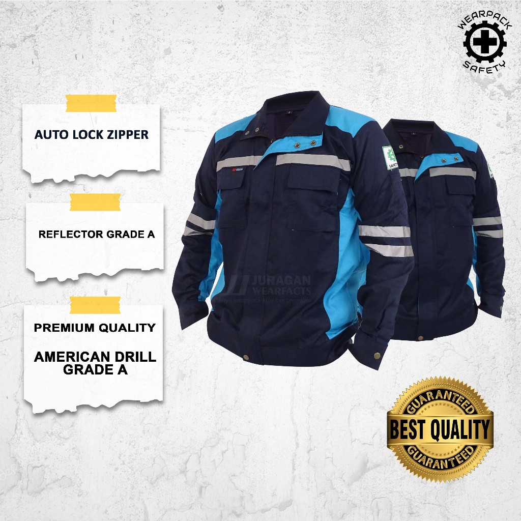 Jual Wearpack Safety Semi Jaket / Baju Kerja Lengan Panjang Warna Biru ...