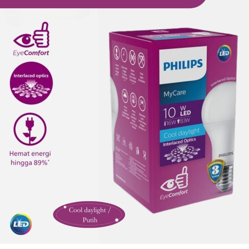 Jual LED Philips 10 Watt Warna Putih / Cool Daylight Original | Shopee Indonesia