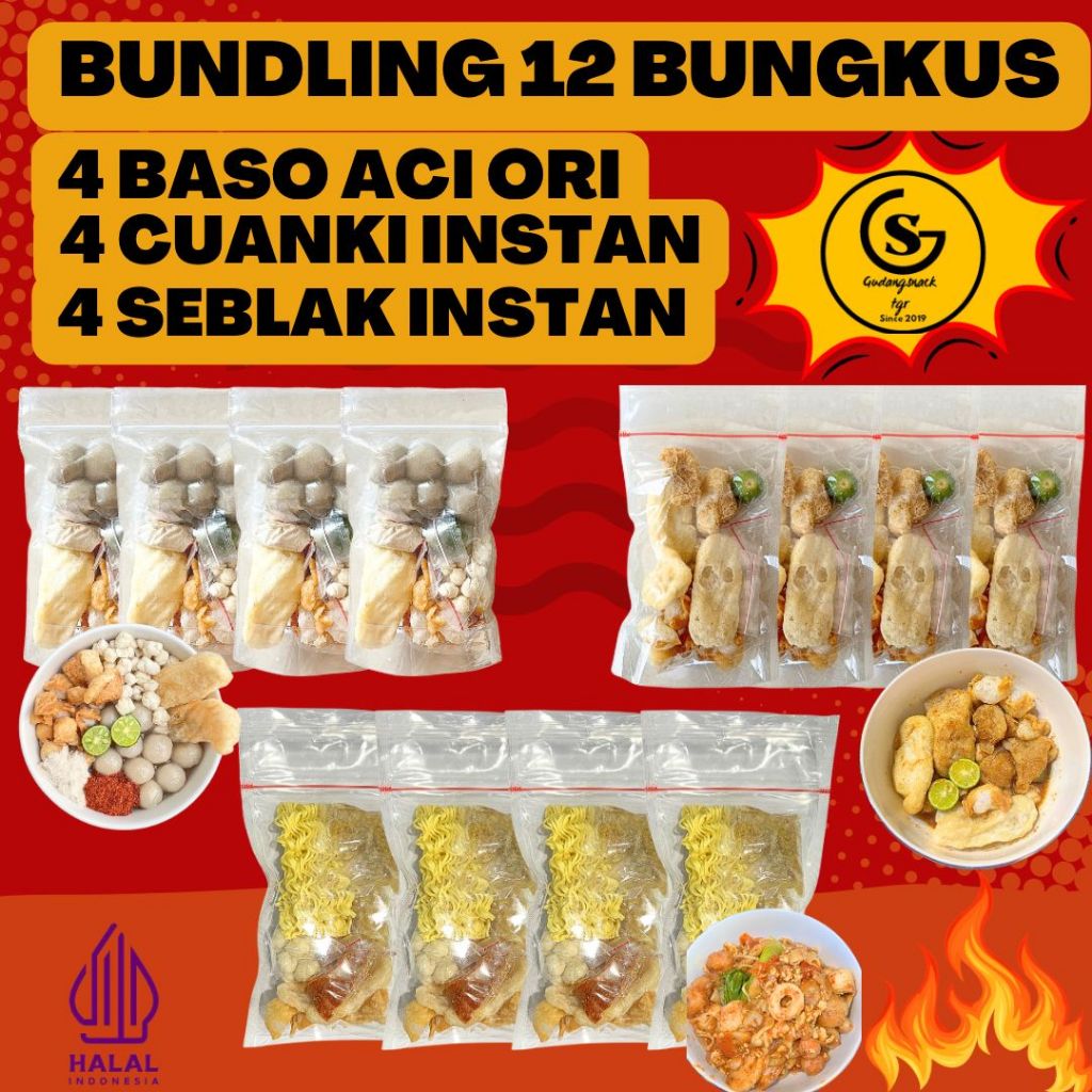 Jual BUNDLING 12 [ 4 BUNGKUS SEBLAK INSTAN,4 BASO ACI,4 CUANKI INSTAN ...
