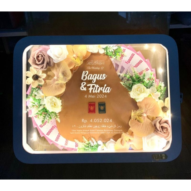 Jual [Free Lampu LED] Bingkai Mahar Pernikahan Full Akrilik 30*40 ...