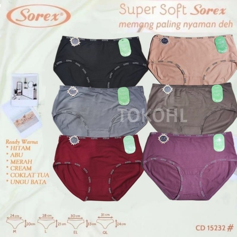Jual Isi 3 PCS, 6 PCS CD Sorex 15232 Celana Dalam Wanita Super Soft Midi | Shopee Indonesia