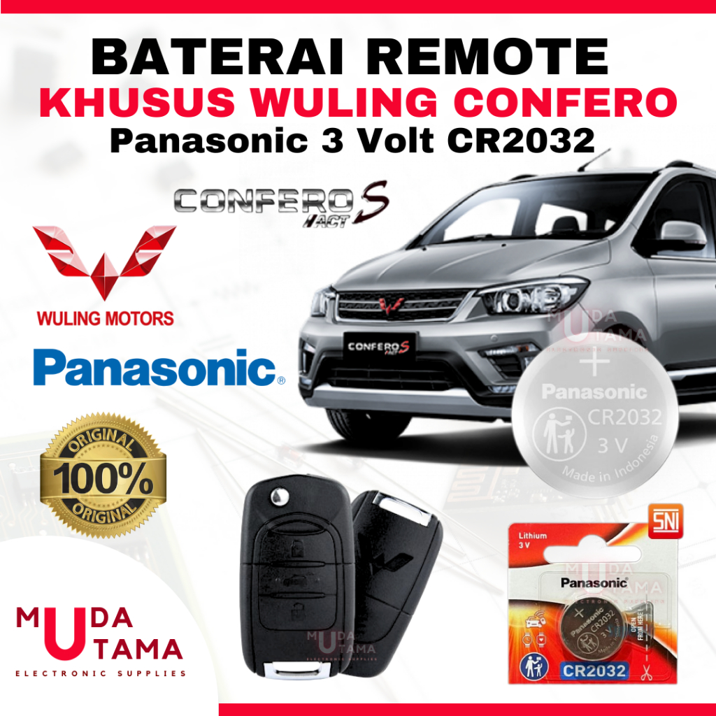 Jual Baterai Remote Mobil WULING CONFERO - ORIGINAL PANASONIC CR2032 3 Volt | Battery Remote ...