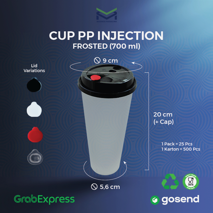 Jual [500 pcs] Cup Injection 700ml - Gelas Plastik Boba / Minuman Teh ...