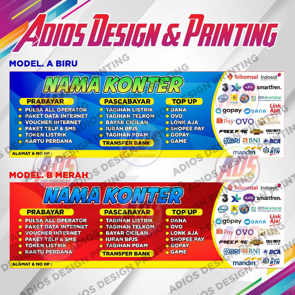 Jual Banner Konter Pulsa / Spanduk Pulsa / Toko Konter | Shopee Indonesia