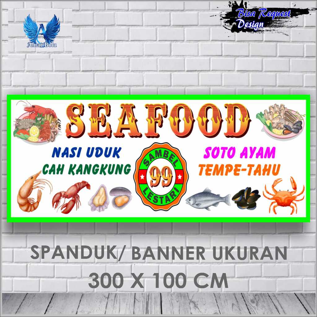 Jual Cetak Banner Cetak Spanduk PECEL LELE SEAFOOD UKURAN 300X100 CM ...